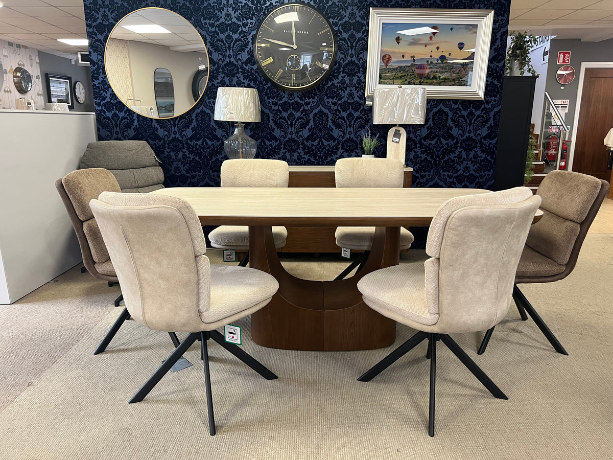 Eclipse Rectangle Dining Table With 6 Swivel Dining Chairs — Flowerhill ...