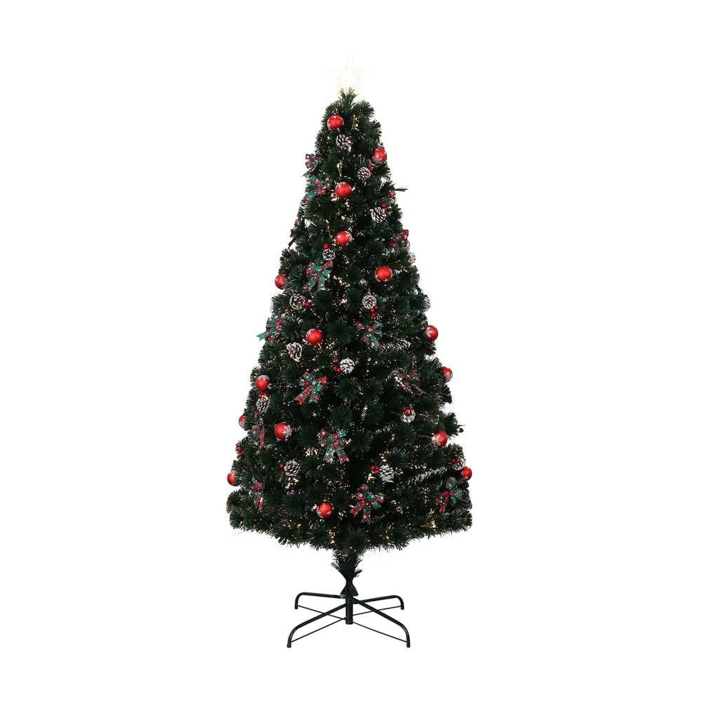 7ft Fiber Optic Christmas Tree W/bows Balls — Flowerhill Furniture